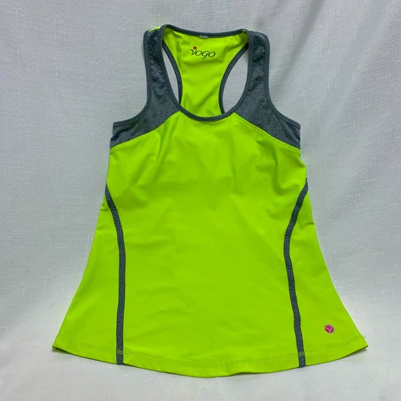 VOGO Athletica | Tops | Neon Yellow Gray Trim Athletic Workout Exercise ...